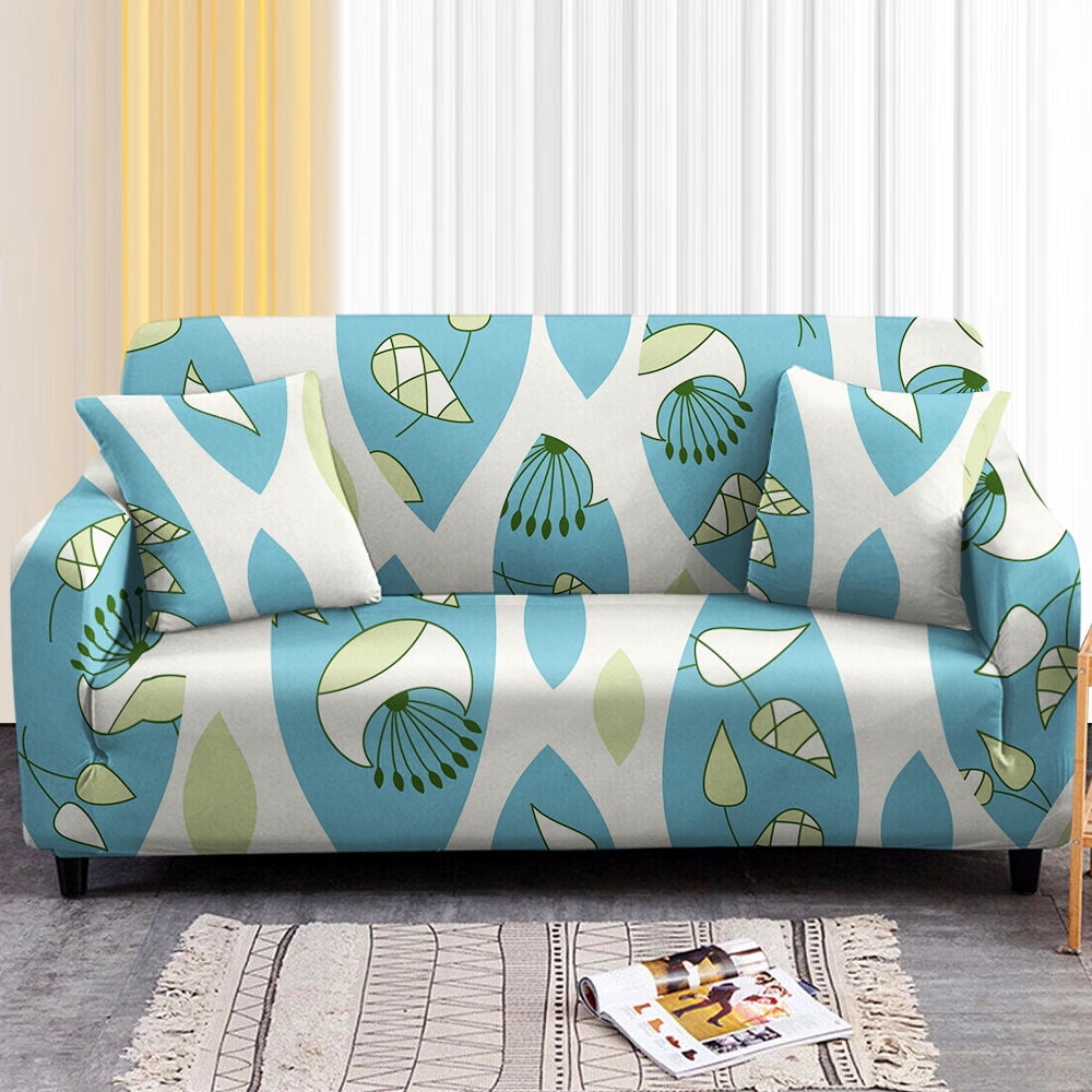 Elastic Sofa Cover for Living Room Leaves Flower Pattern Stretch Couch ...