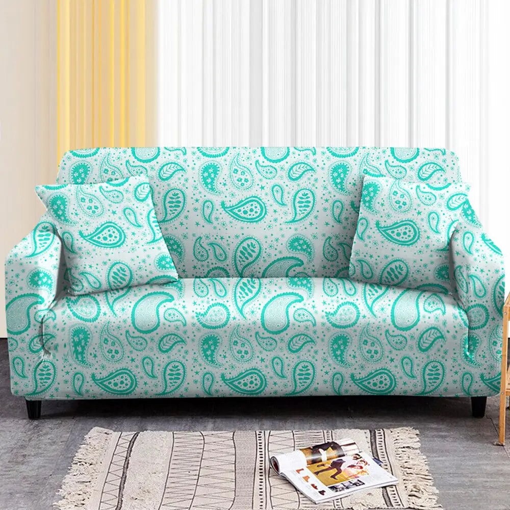 Elastic Sofa Cover for Living Room Leaves Flower Pattern Stretch Couch ...
