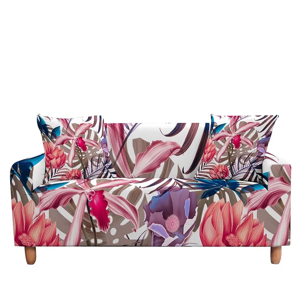 Elastic Sofa Cover for Living Room Stretch Slipcovers Leaves Flower ...