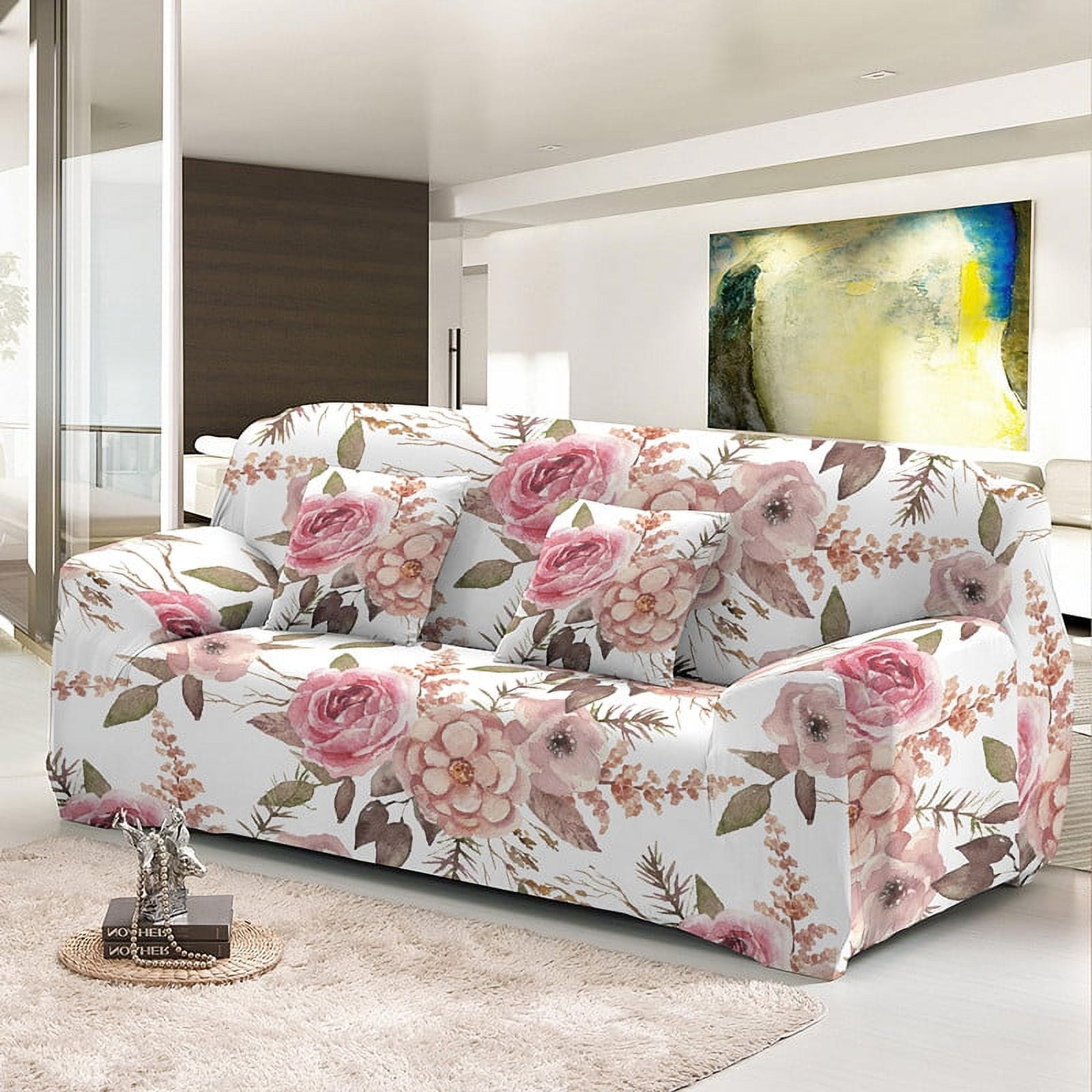 Elastic Sofa Covers For Living Room Dust Proof Flowers Print Couch ...