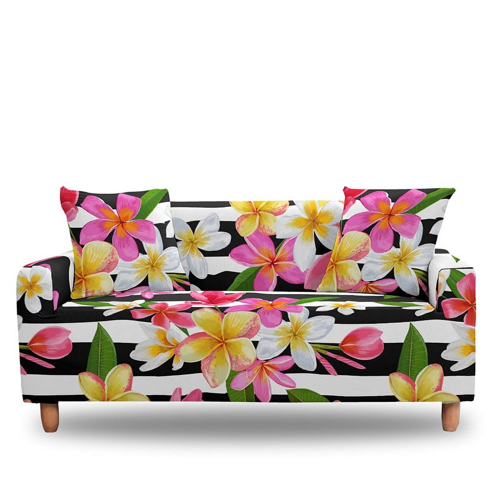 Elastic Sofa Covers Plumeria Flowers Design Washable Couch Cover For ...