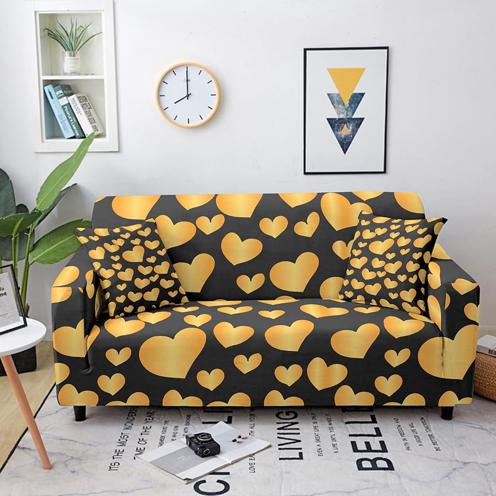 Elastic Sofa Covers for Living Room Love Heart Pattern Stretch ...