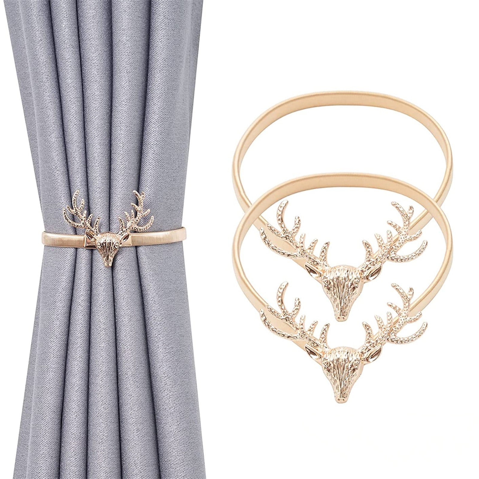 Elastic Spring Adjust Length Curtain Buckle Antler Type Cyan Curtains ...