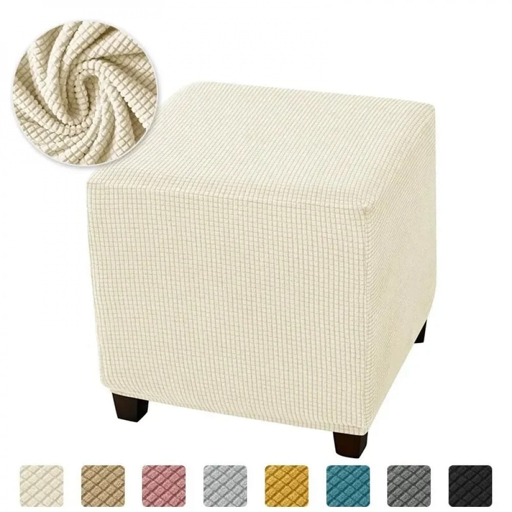 Elastic Square Ottoman Cover Polar Fleece Foot Stool Covers Stretch ...