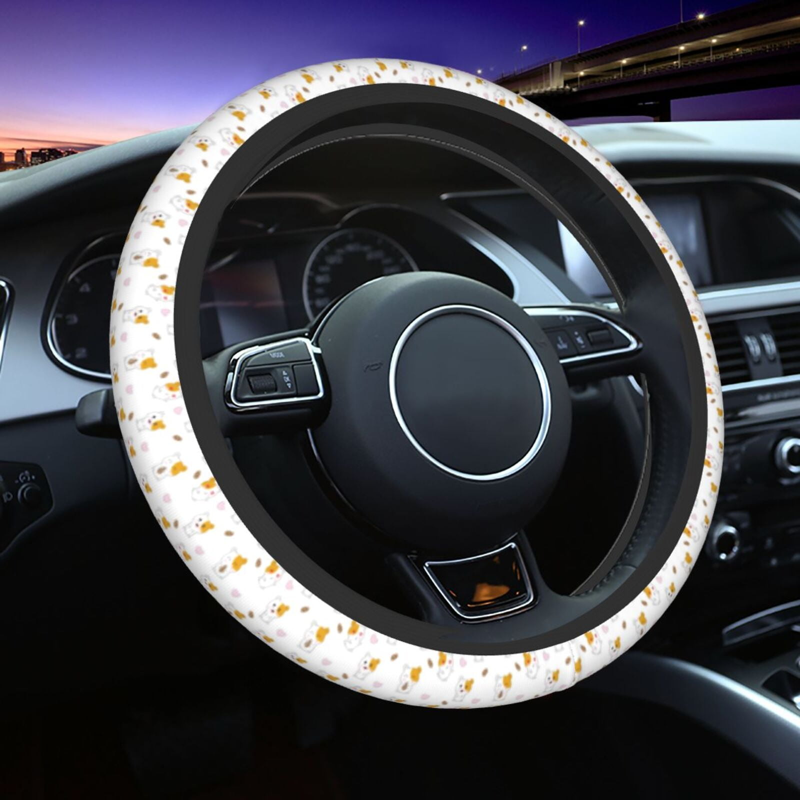 Elastic Steering Wheel Cover, Cartoon Cute Hamster Love Stretch ...