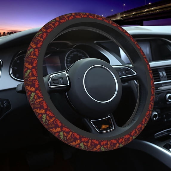 Elastic Steering Wheel Cover, Cute Gecko Lizard Exotic Stretch ...