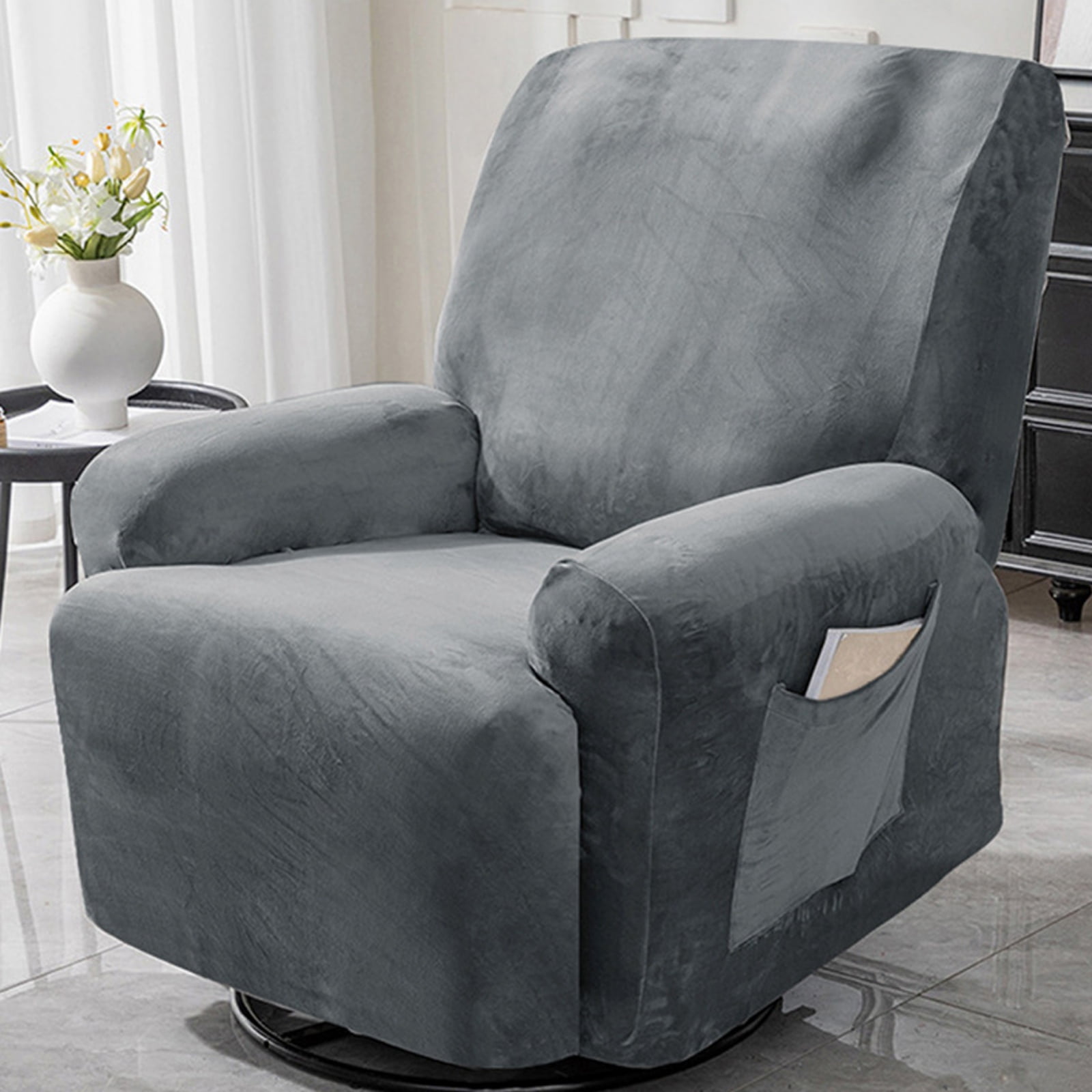 With Elastic Straps Washable Slipcover Large Recliner Covers For Wide ...