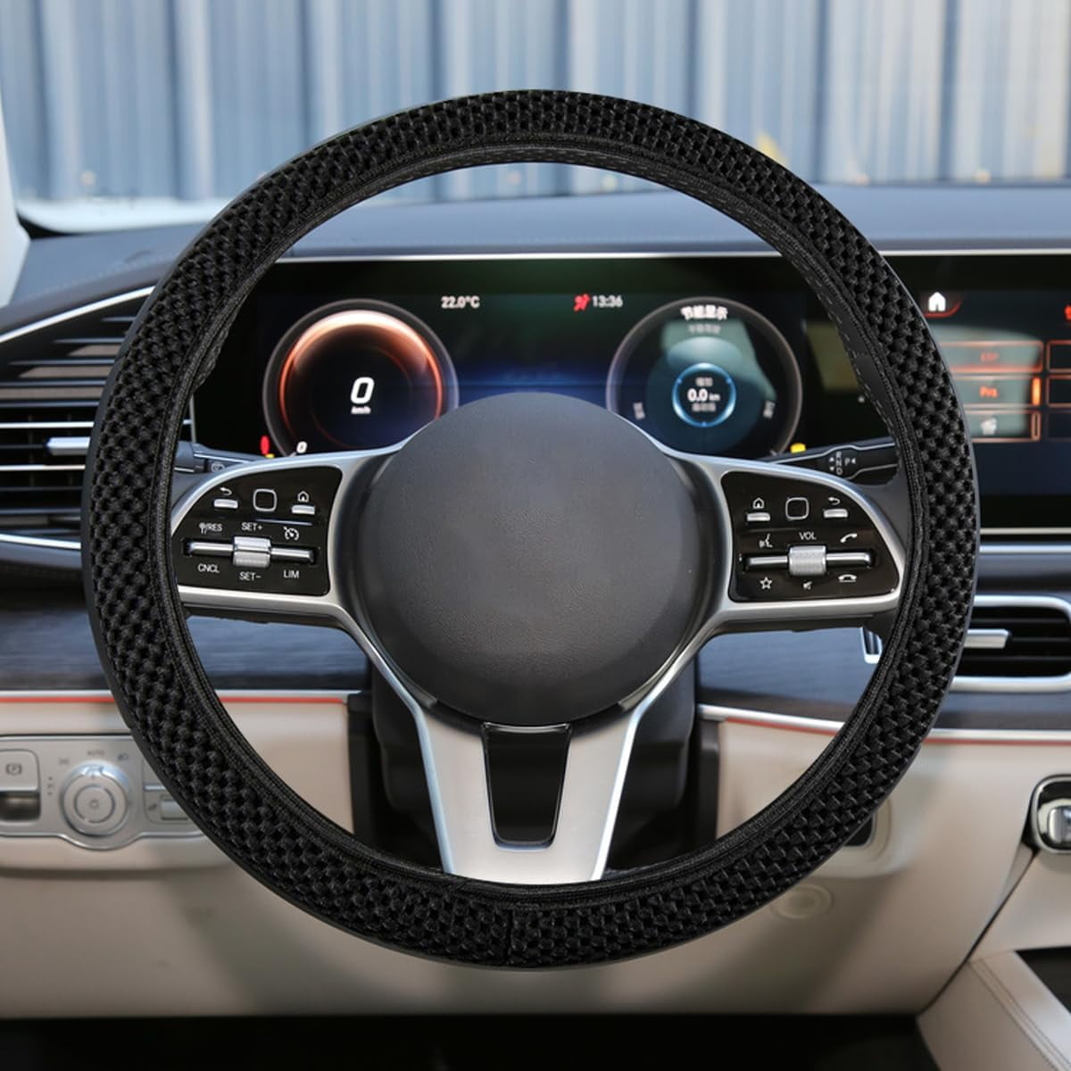 Elastic Stretch Steering Wheel Cover, Anti-Slip 38 cm Microfiber ...