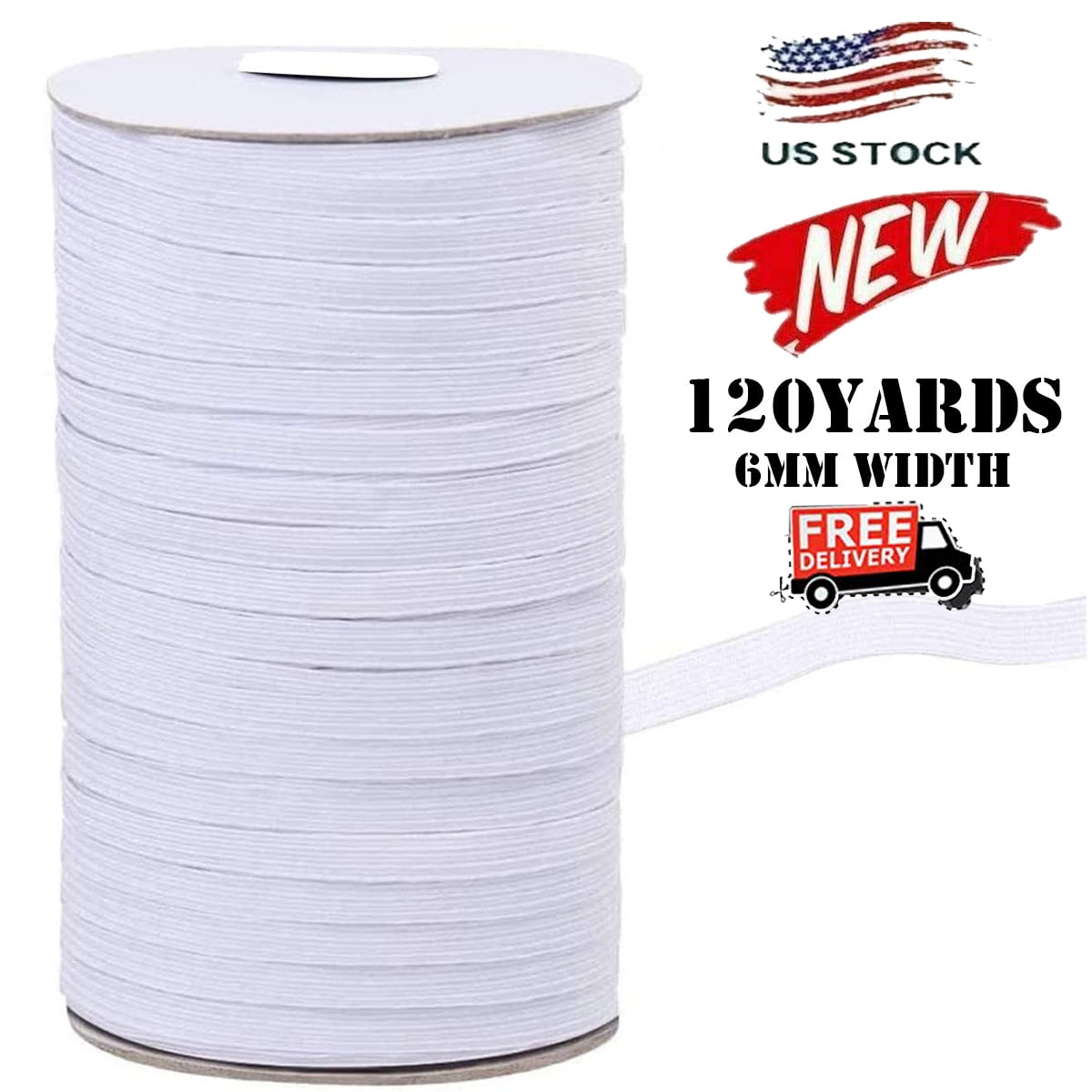 Elastic String Cord 1/4 inch Wide Braided Stretch Strap Flat White ...