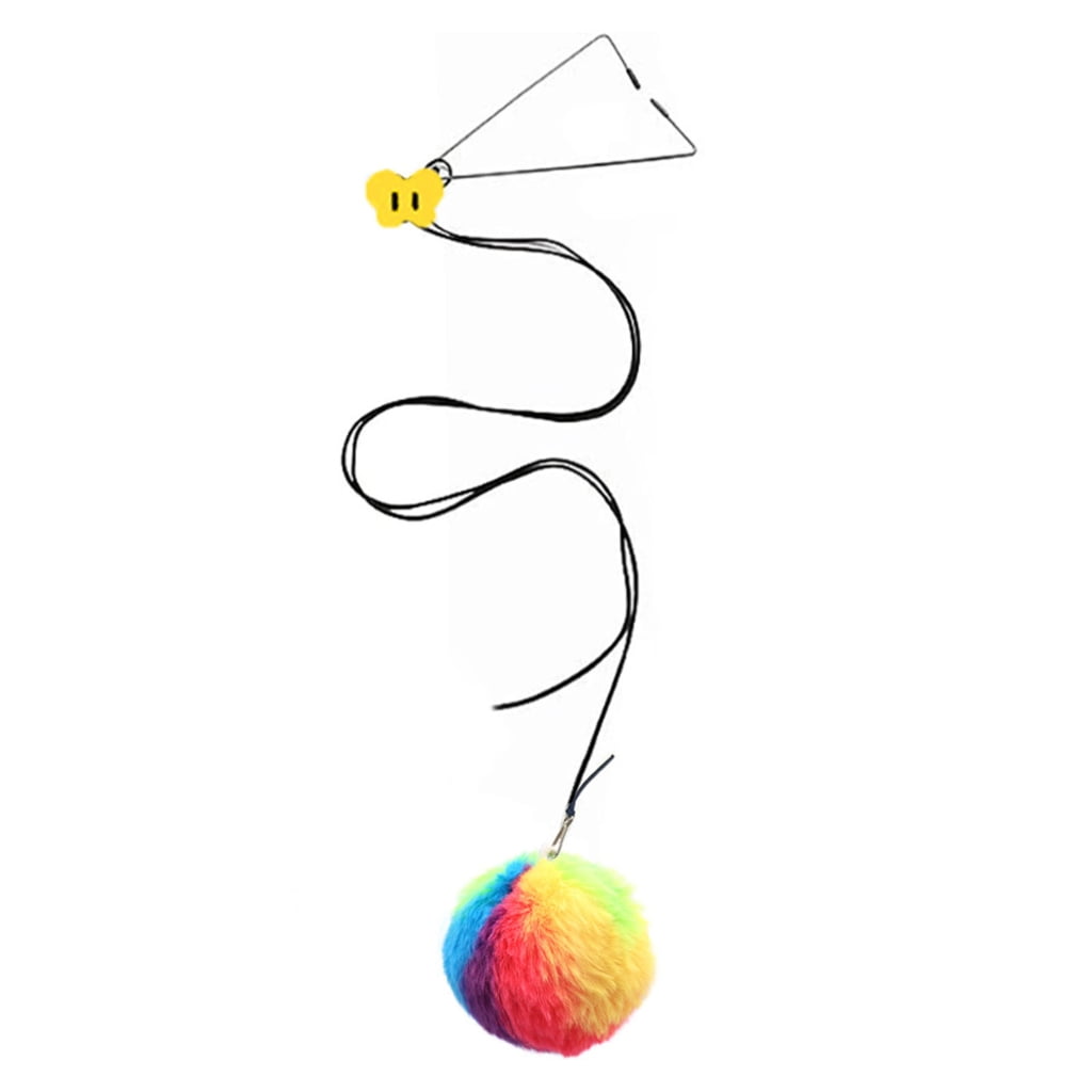 Elastic String Hanging Door Cats Toy With Colorful Plush Ball ...
