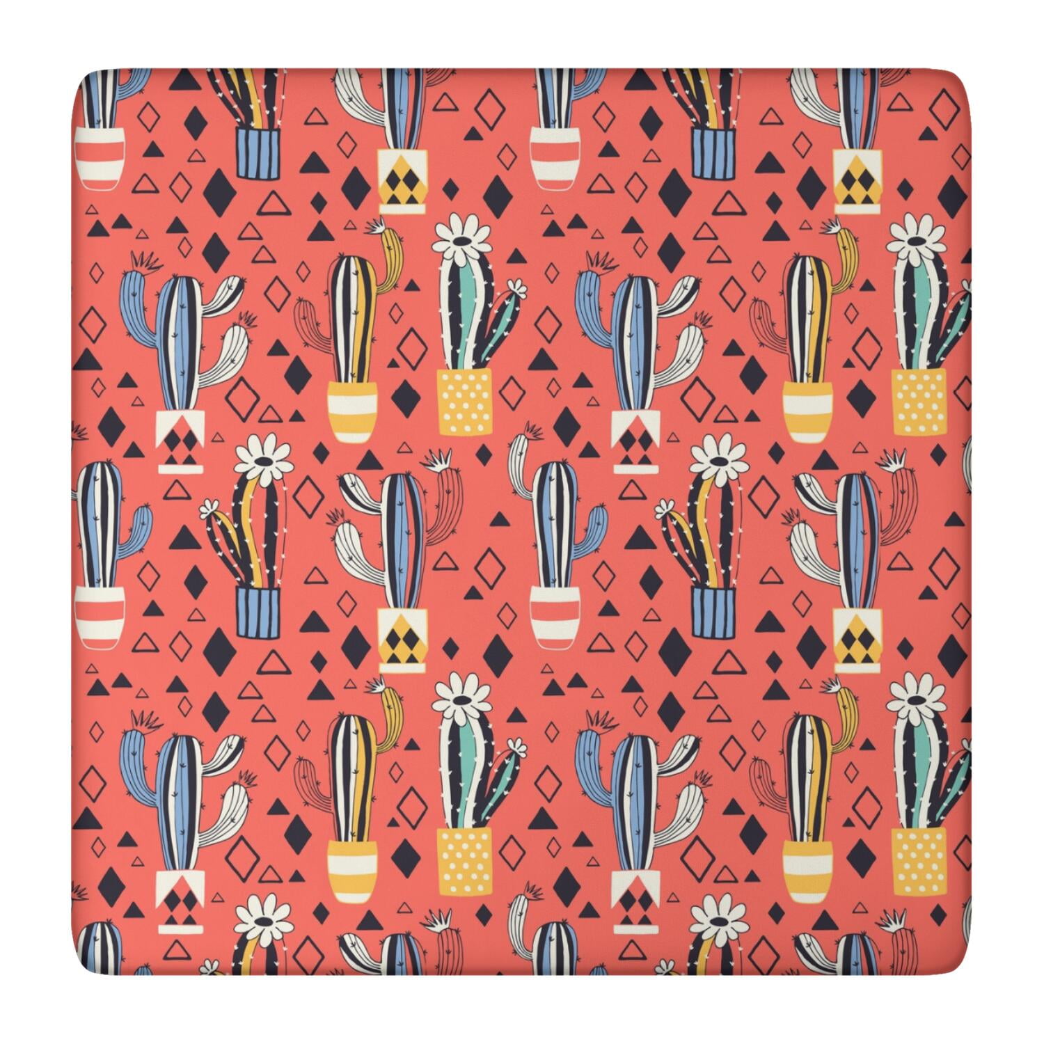Elastic Table Cover Squre Tablecloth with Retro Desert Succulent and ...
