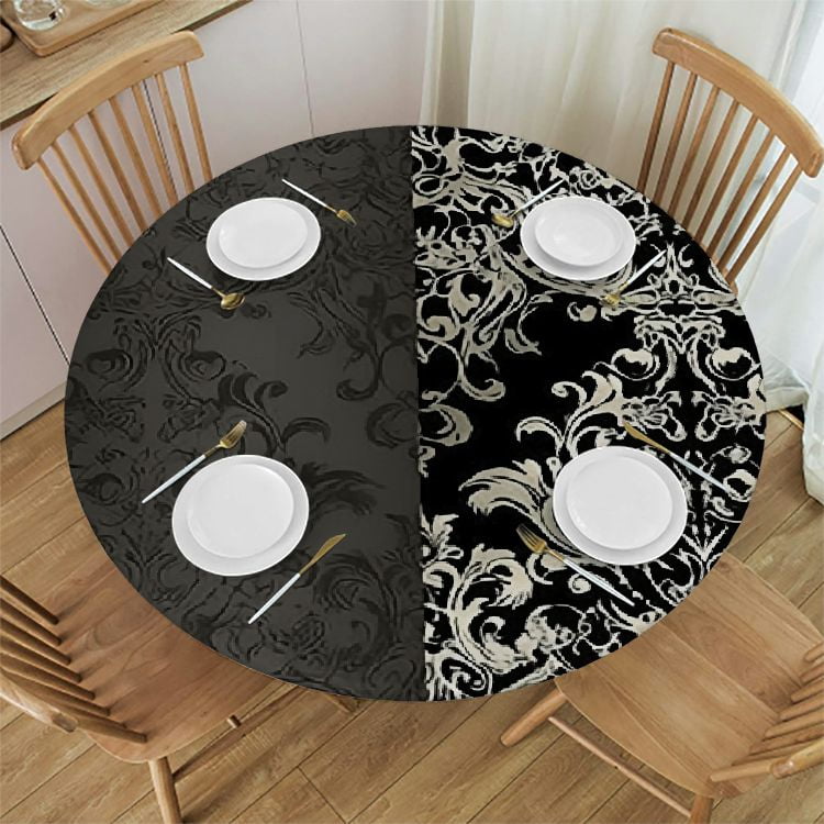 Elastic Tablecloth, Dark Grey Decorative Fabric Table Cover for ...