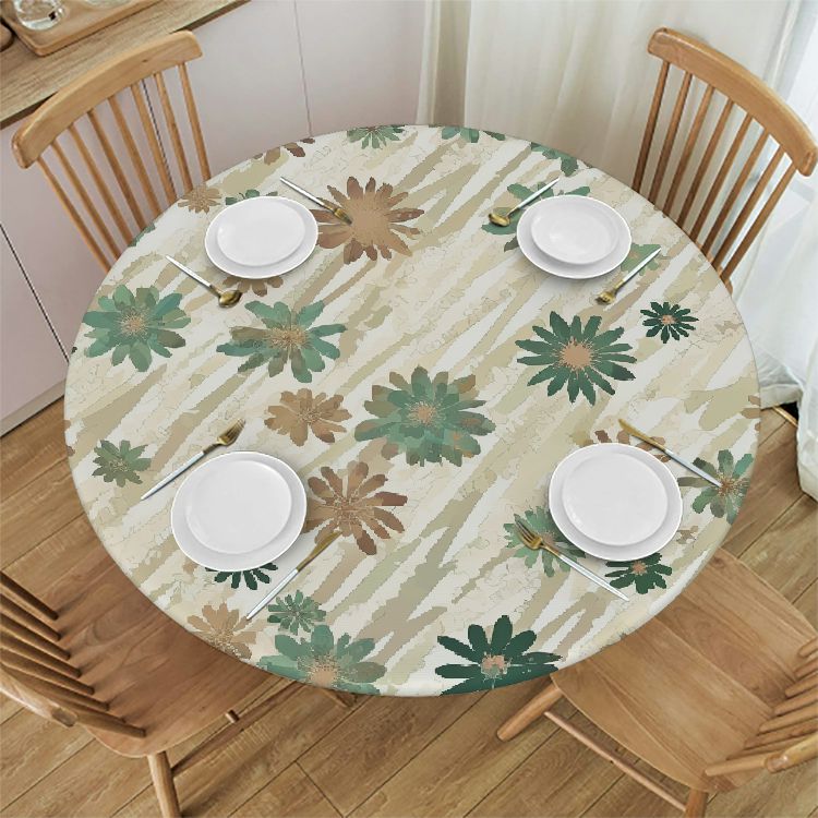 Elastic Tablecloth, Decorative Fabric Table Cover for, Flowers on Tiger ...