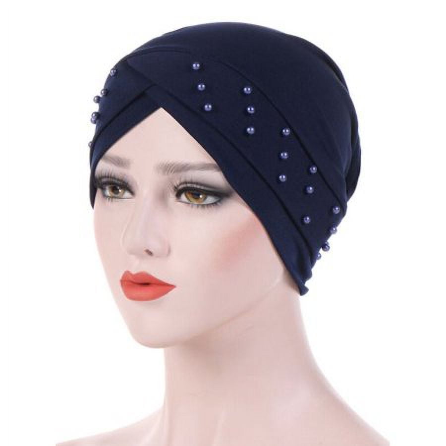 Elastic Turbans for Women Soft Pre Tied Knot Fashion Pleated Turban Cap ...