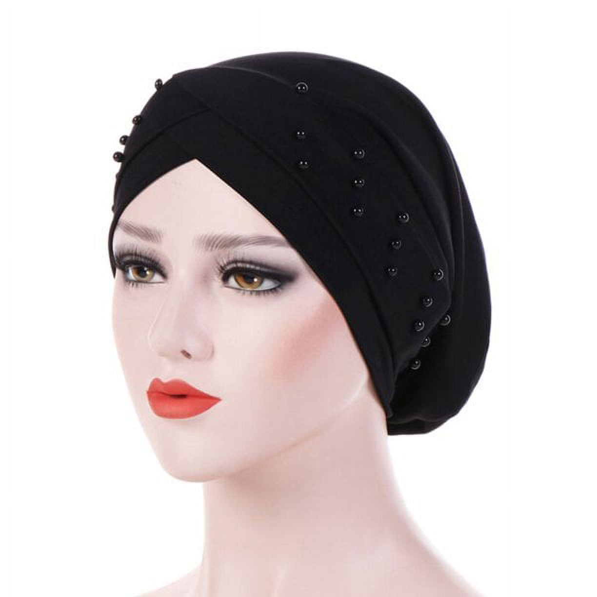 Elastic Turbans for Women Soft Pre Tied Knot Fashion Pleated Turban Cap ...