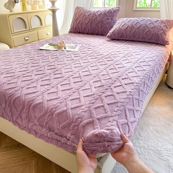 Elastic Velvet Fitted Bed Sheet, Luxury Soft Plush Fuzzy Bottom Sheet ...