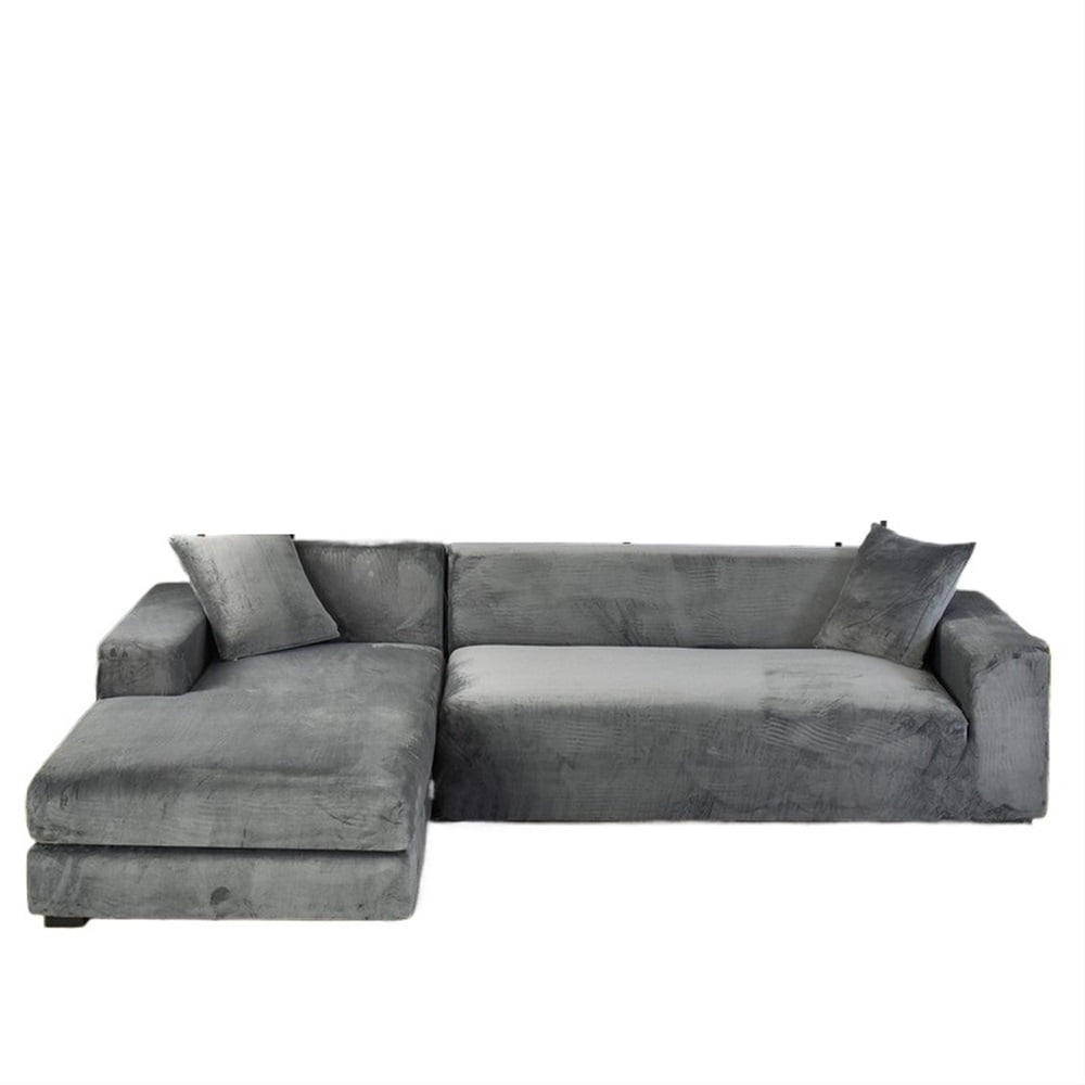 Elastic Velvet Sofa Covers Turquoise Blue Corner Cover Sofa Chaise ...