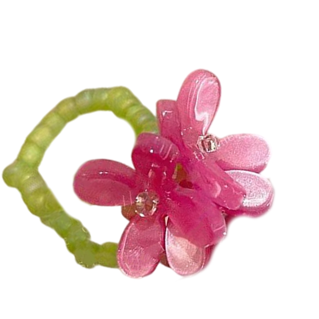 Elastic Violets Flower Ring Adjustable Stretchable Acrylic Beaded Ring ...