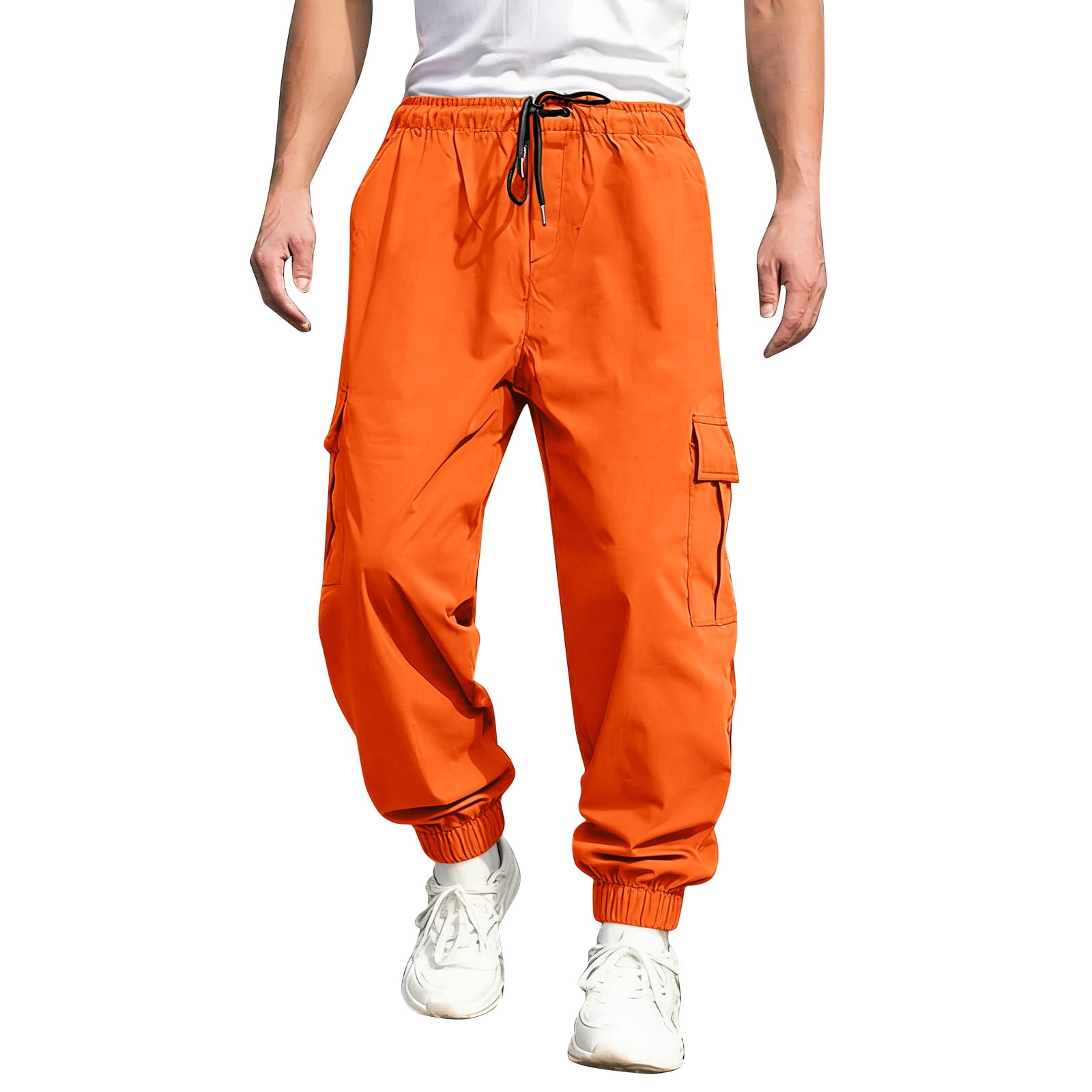 Elastic Waist Baggy Cargo Pants for Men, Relaxed Fit Casual Streetwear ...
