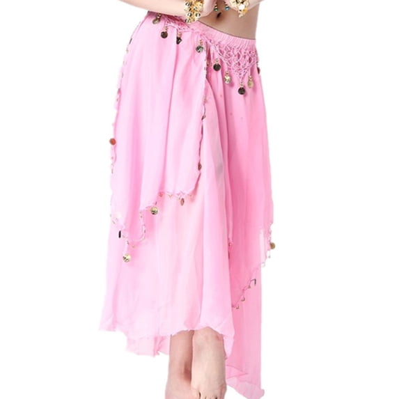 Elastic Waist Belly Dance Skirt With Dangling Coin Loose Design Fashion ...