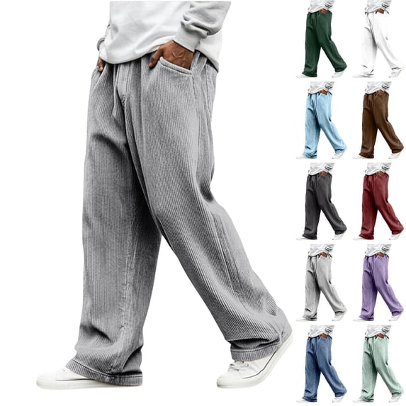 Elastic Waist Corduroy Pants for Men Drawstring Baggy Sweatpants Casual ...