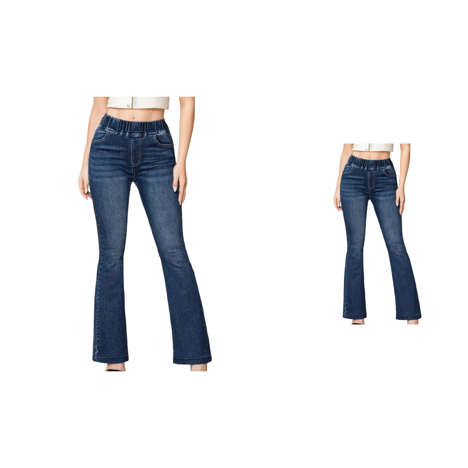 Elastic Waist High-Rise Slim Fit -Lift Bootcut Jeans for Women ...
