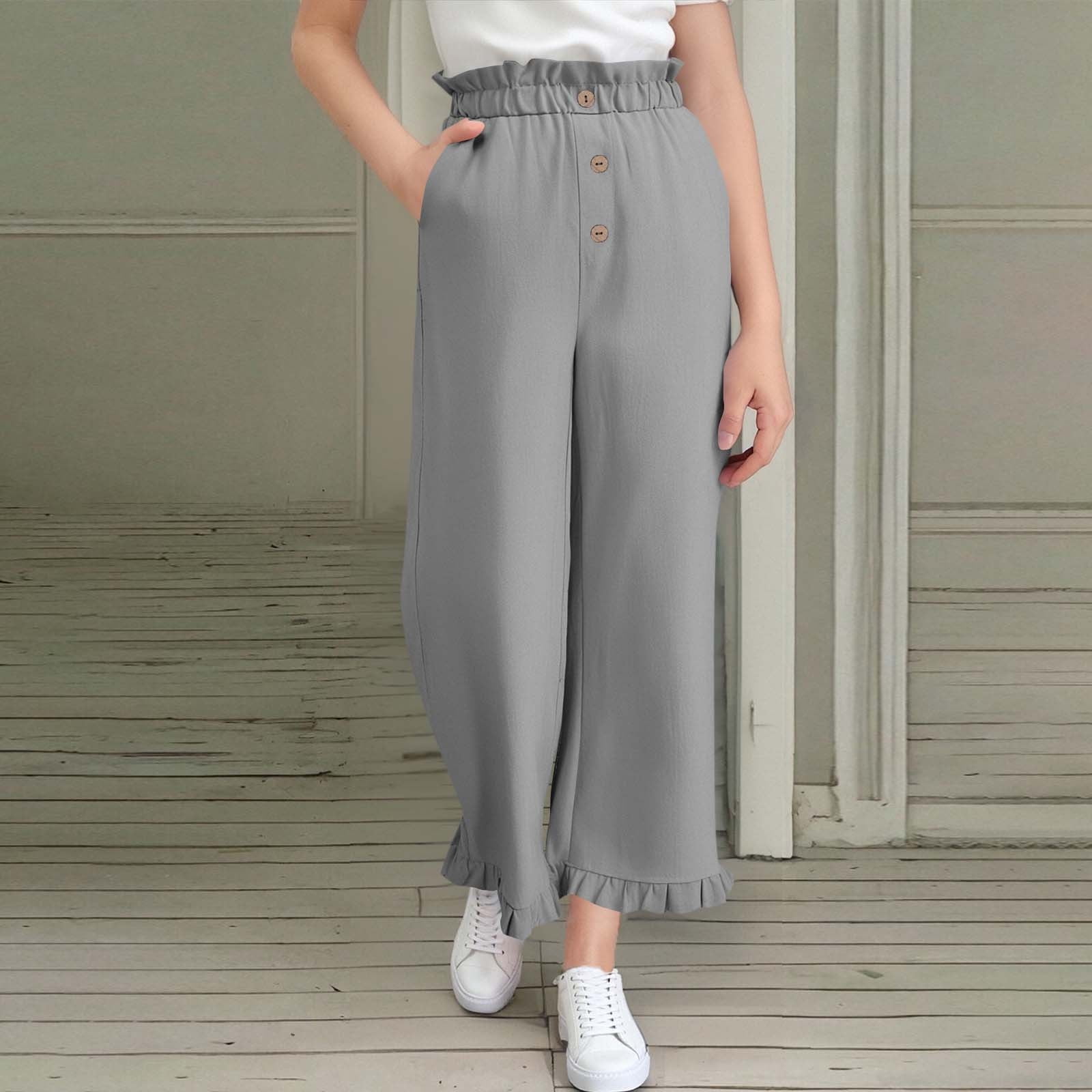 Elastic Waist Minors's Pants, Loose Fit Casual Pants, Pocket Design ...