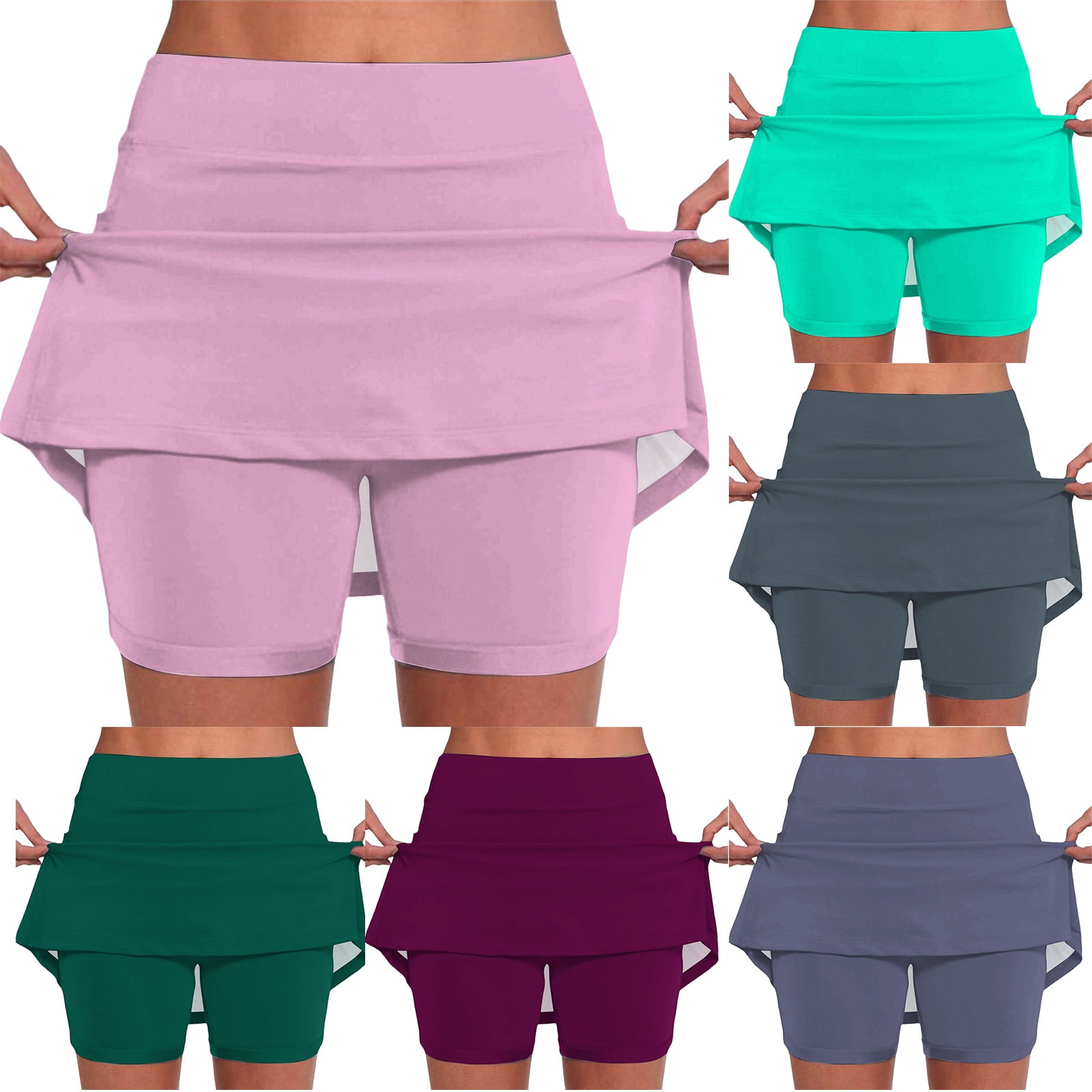Elastic Waist Tennis Skorts Elastic Classic Plus Size Skorts for Women ...
