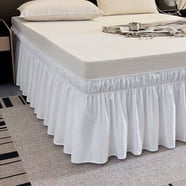 Subrtex Elastic Wrap Around Bed Skirt Dust Ruffle Smooth Soft Bed Frame ...