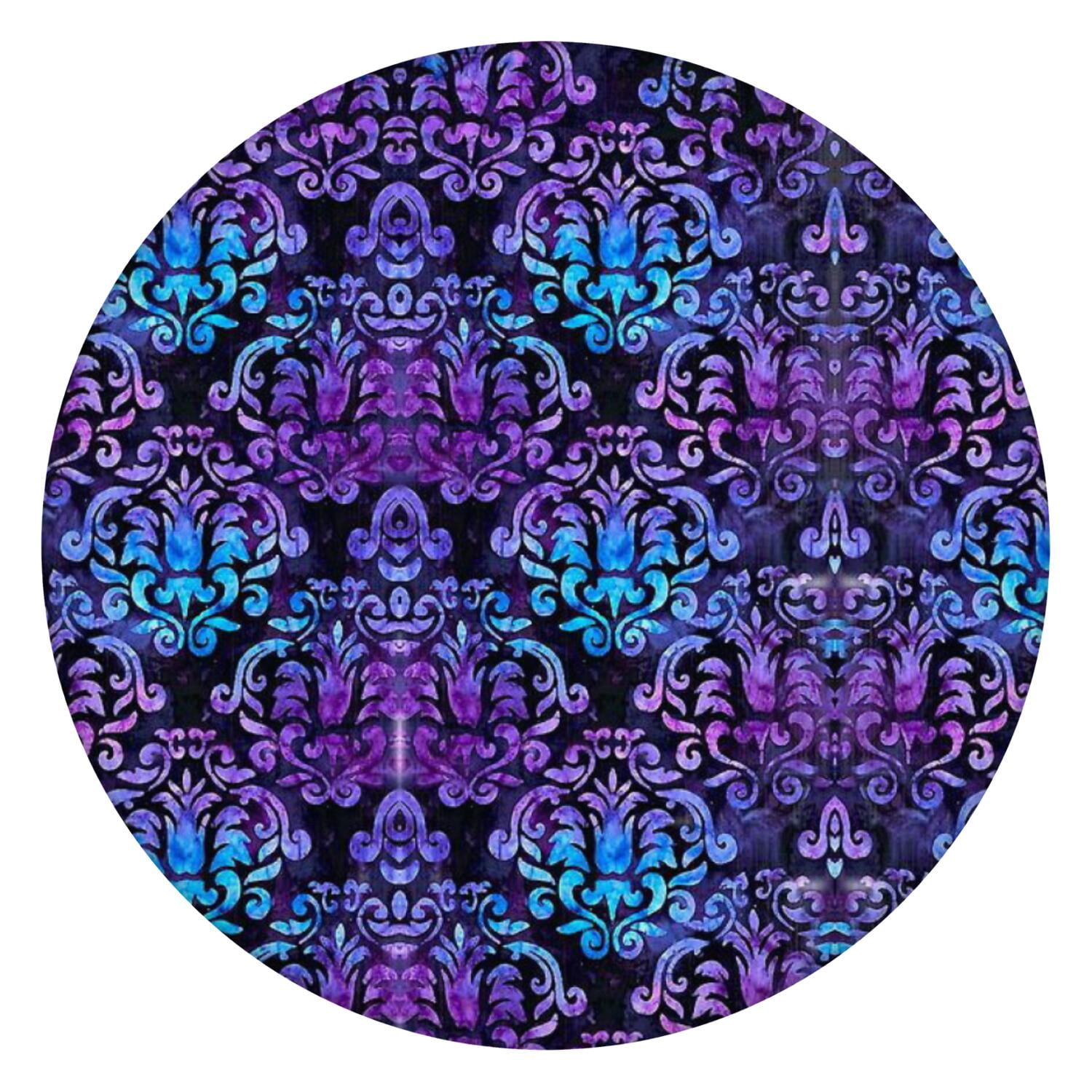 Elastic edge round table cover with durable polyester, floral design ...