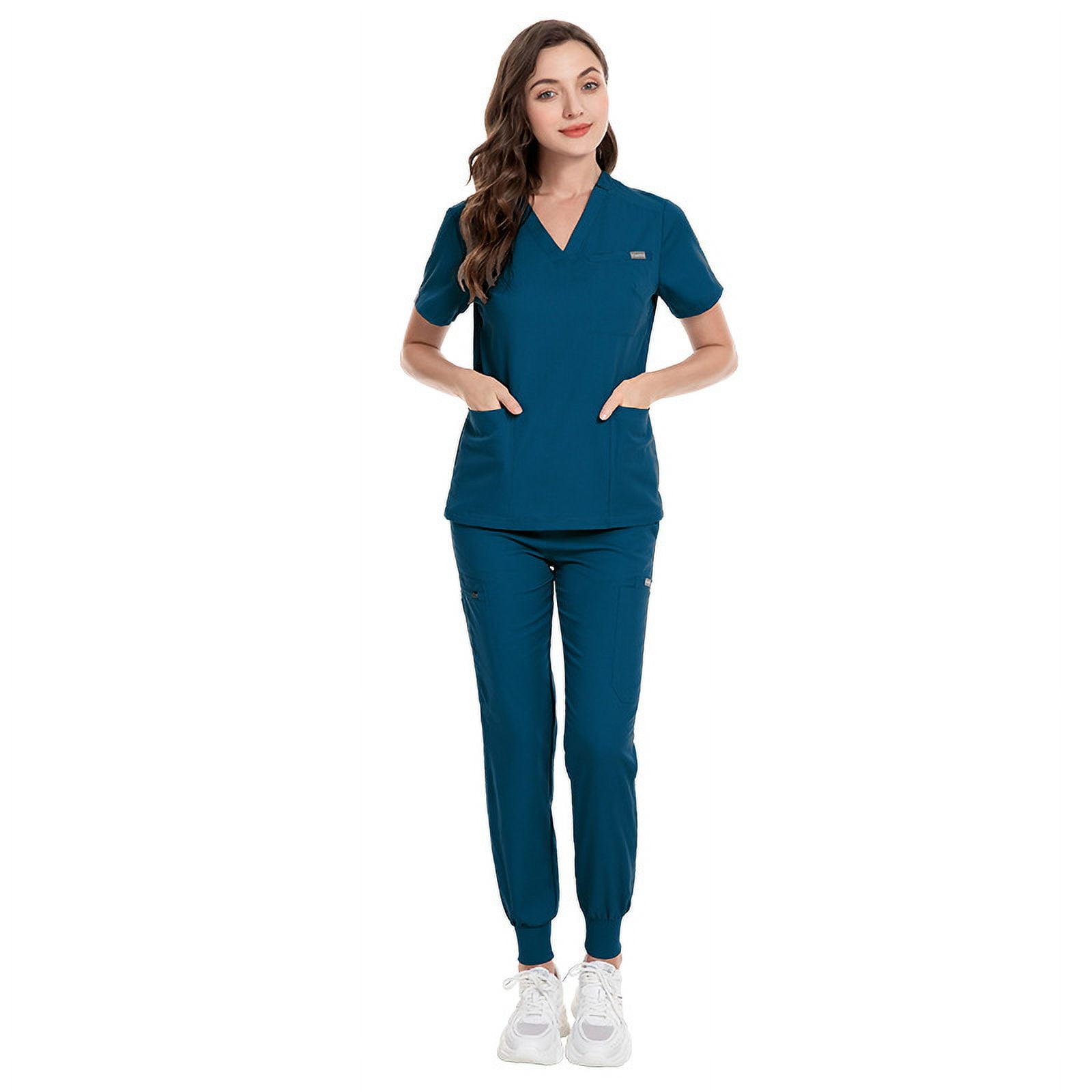 Elastic surgical clothes V-neck short sleeve hospital nurse suit female ...