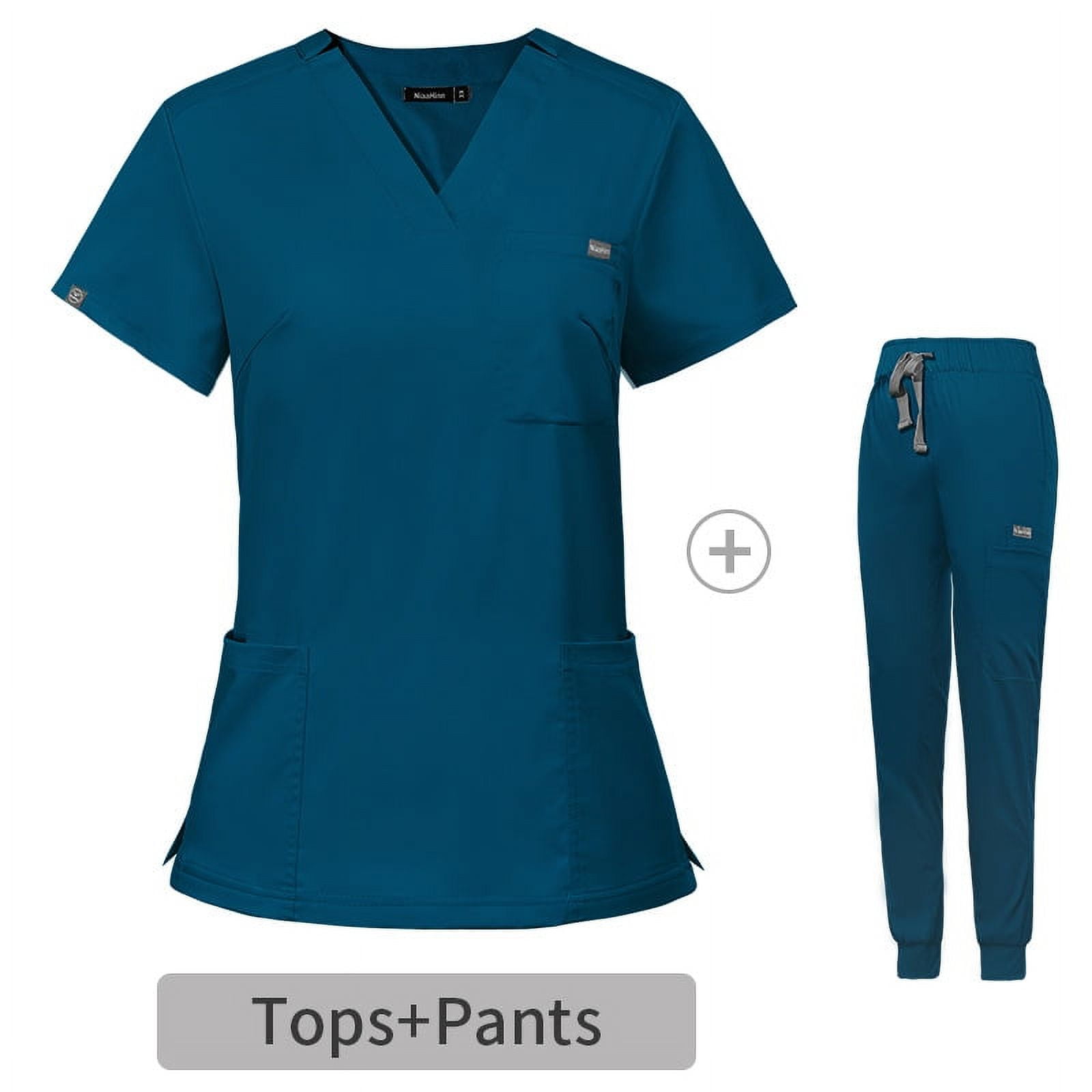 Elastic surgical clothes V-neck short sleeve hospital nurse suit women ...
