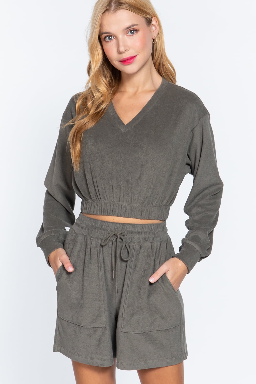 Elasticized Hem Terry Towelling Top - Walmart.com