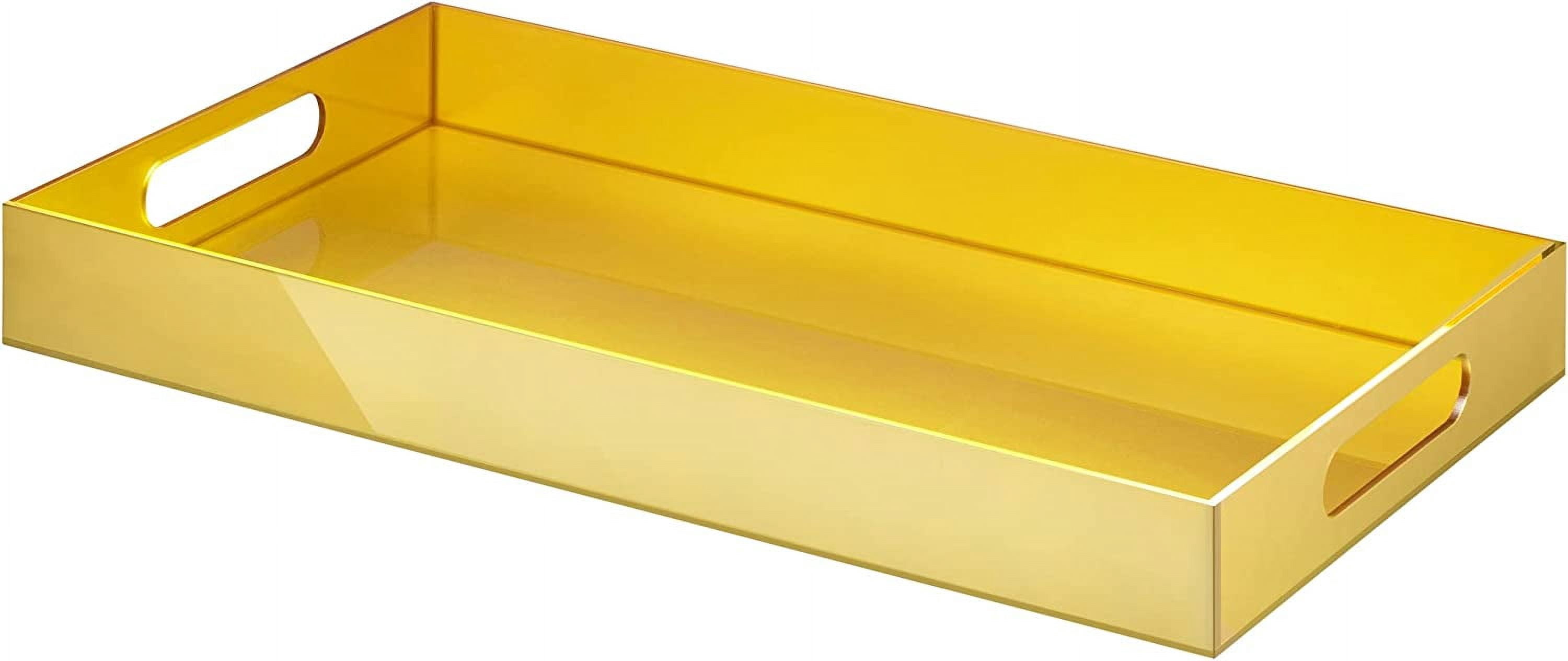Elavain Acrylic Gold Serving Tray with Handles, Rectangle Large Makeup ...