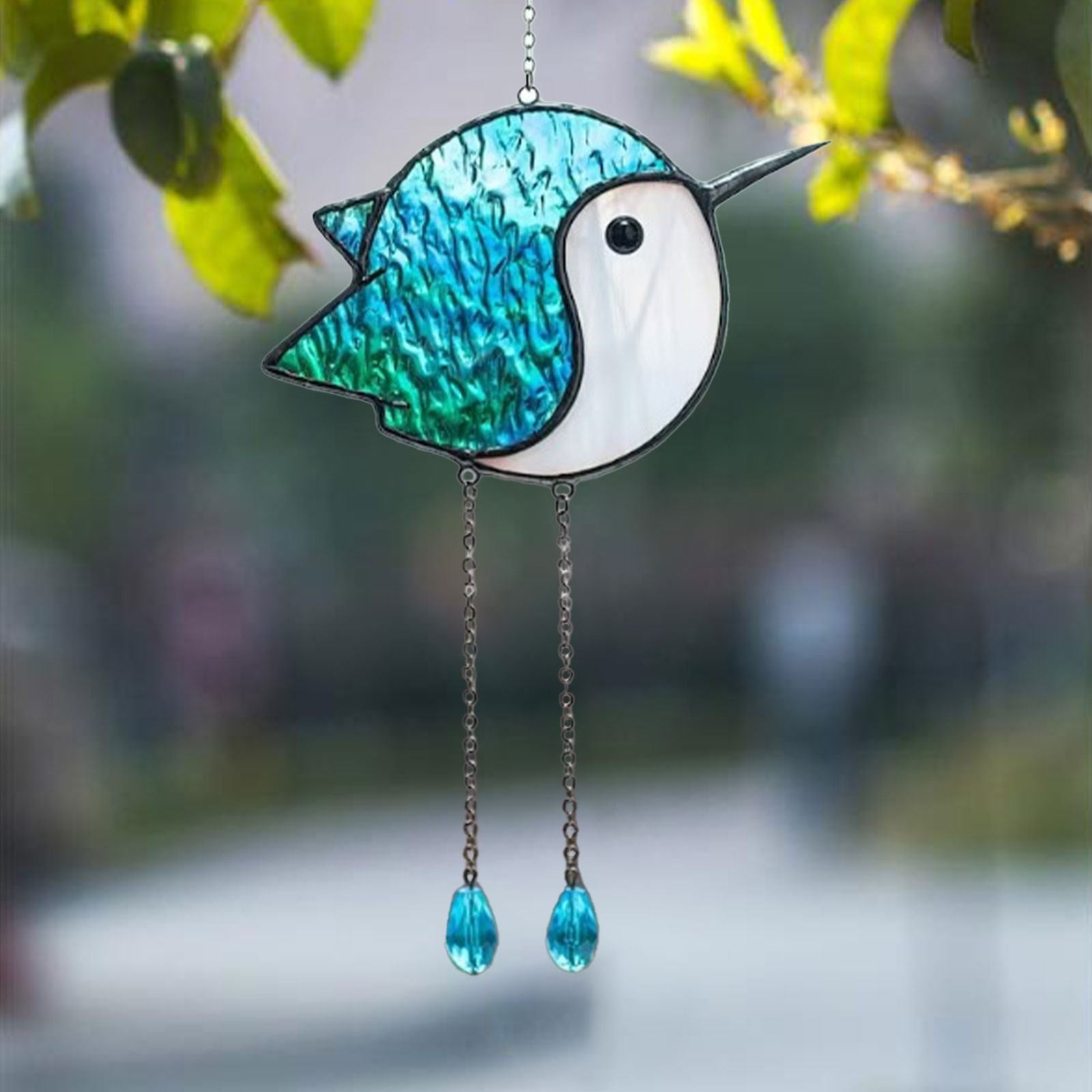 Elbeaqi Hummingbird Pendant,Stained Glass Art Hummingbird Light Catcher ...