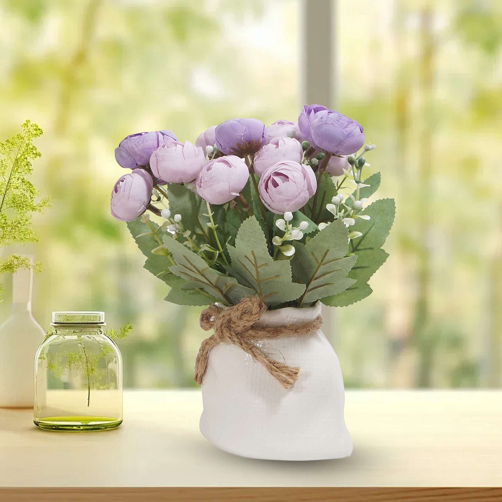 Elbeaqi Planters for Outdoor Plants Realistic Artificial Lavender And ...