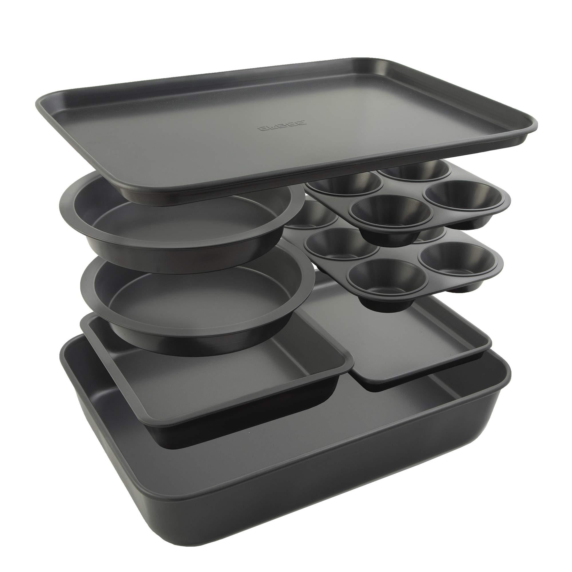 Elbee 8-Pc Baking Pan Kitchen Set Carbon Steel Bakeware Essential ...