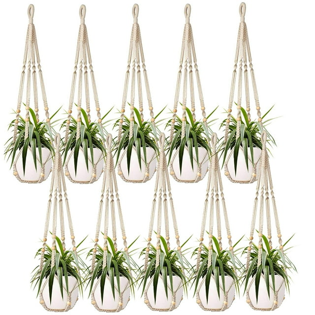 Elbourn 10 Pack Macrame Hanger Indoor Outdoor Hanging Planter, Knitted ...