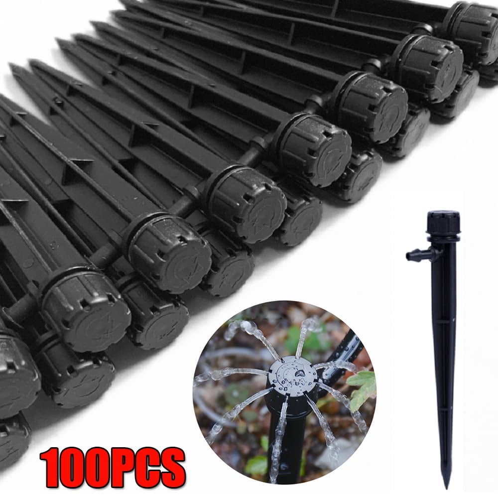 Elbourn 100pcs Drip Emitters, Adjustable 360 Degree Water Flow Drippers ...