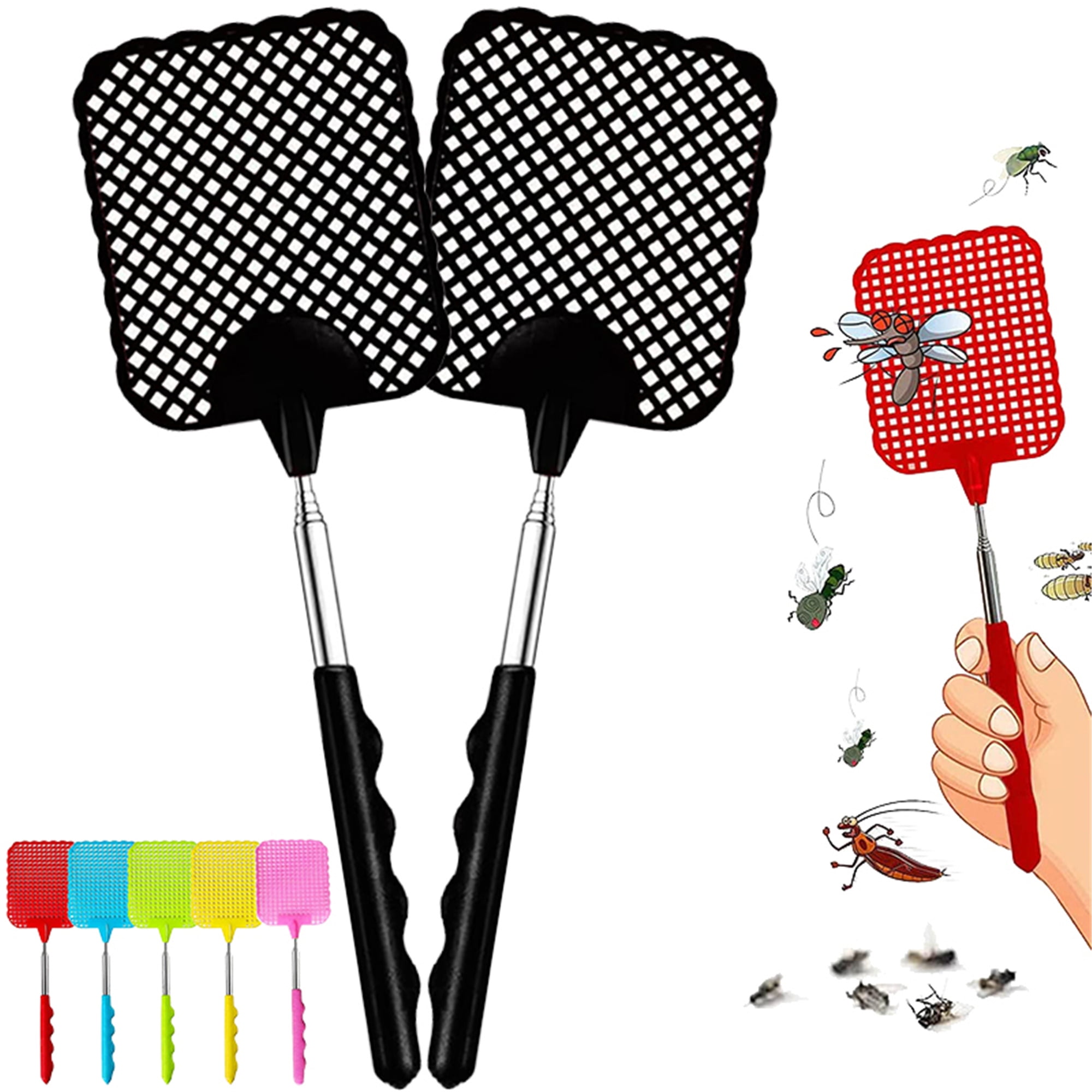 Elbourn 2-Pack Fly Swatter Heavy Duty for Pest Control, Telescopic ...