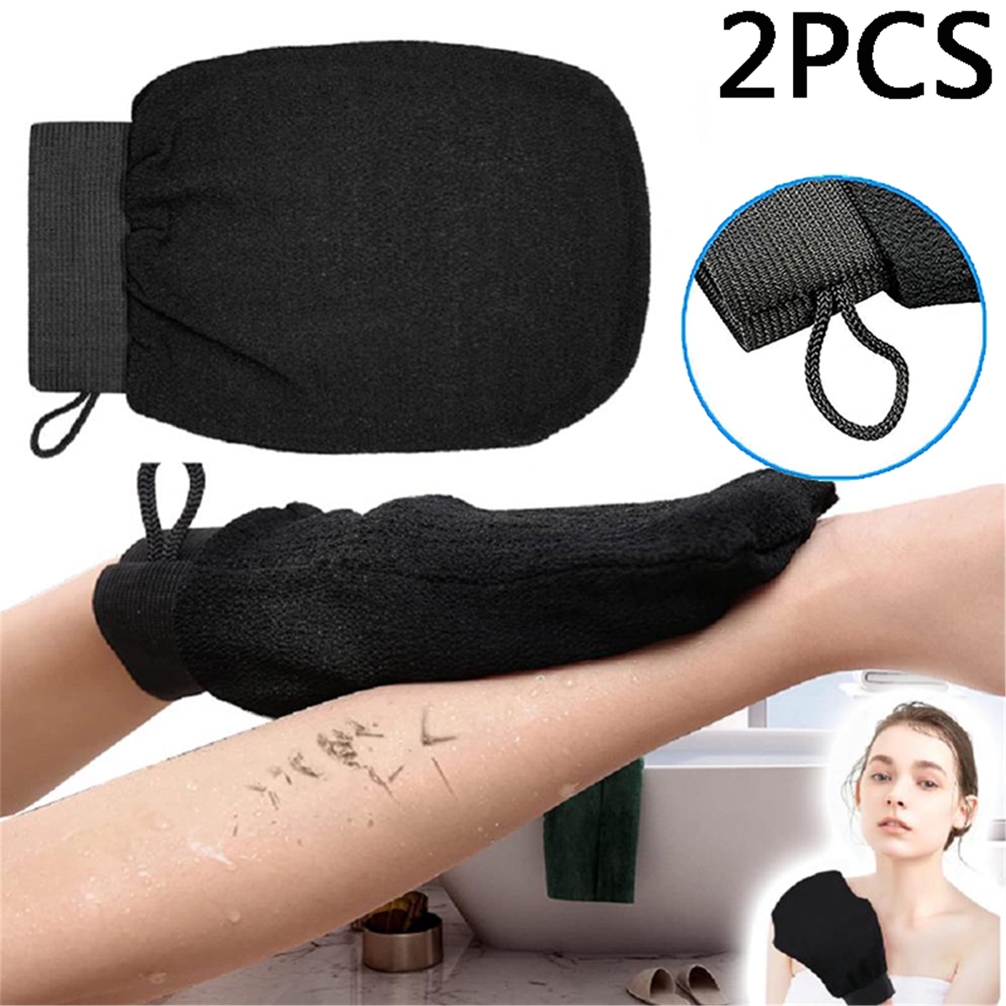 Elbourn 2PCS Deep Exfoliating Mitt, Body Scrub Gloves for Women and Men ...