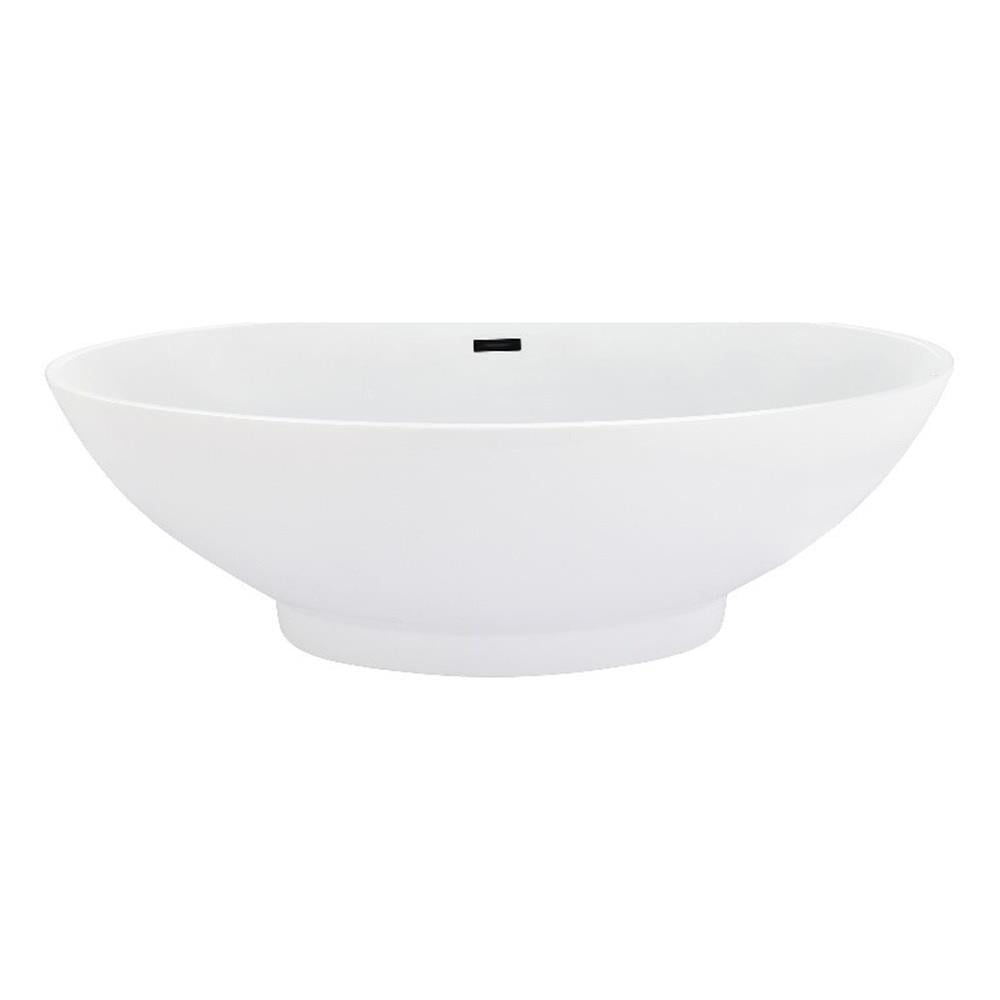 Elbow 67" x 32" Acrylic Flatbottom Soaking Bathtub in White with Drain ...
