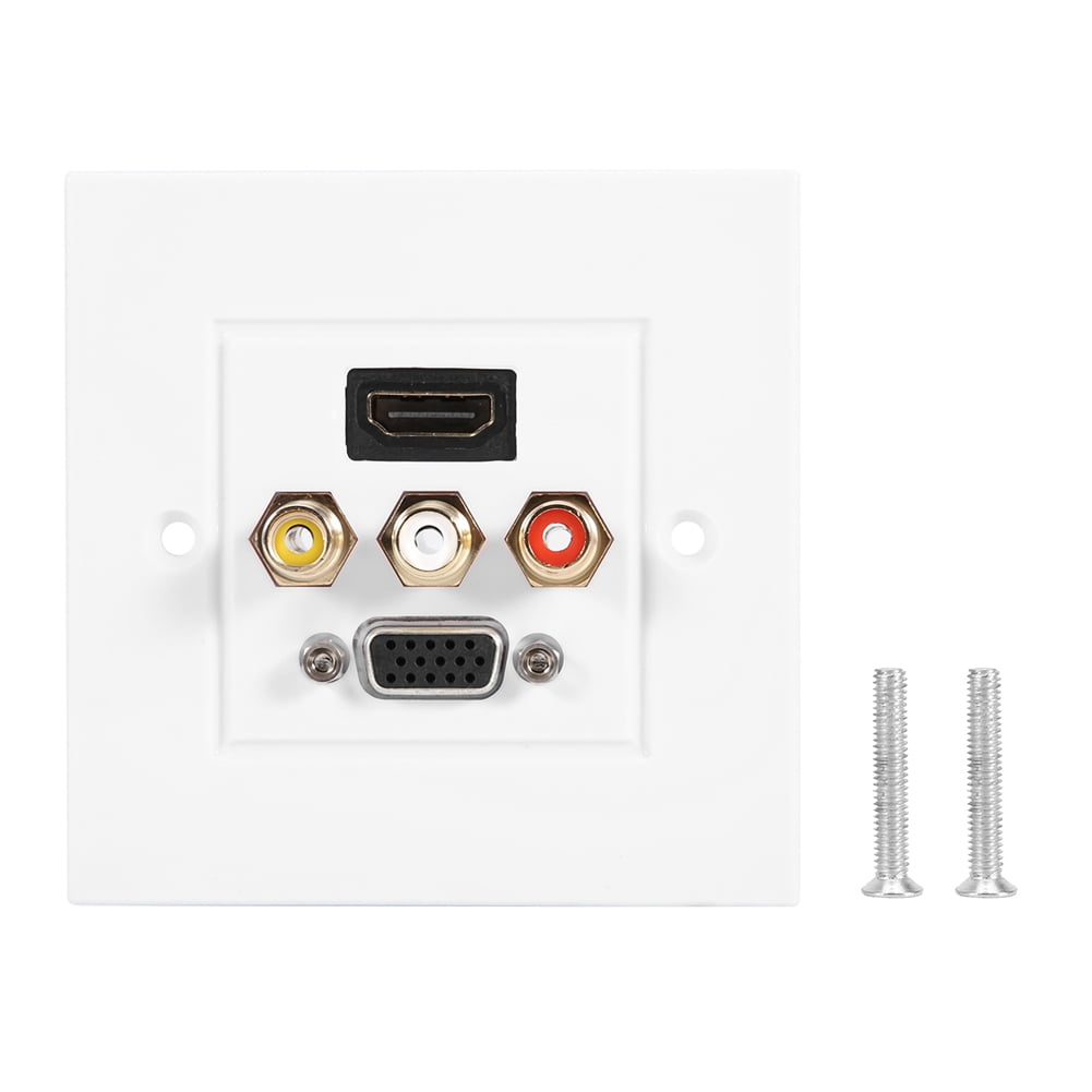Elbow HDMI + 3RCA + VGA Information Wall Plate Panel Audio Video Wall ...
