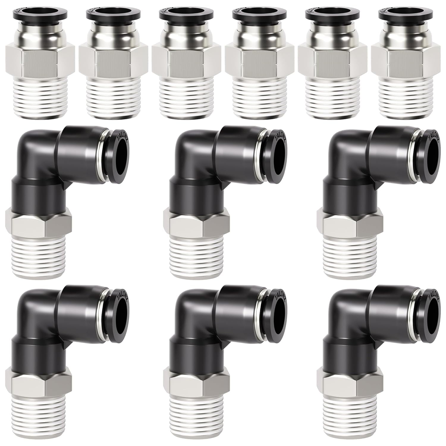 Elbow and Straight Combination 3/8 Inch Tube OD x 1/4 Inch NPT Thread ...