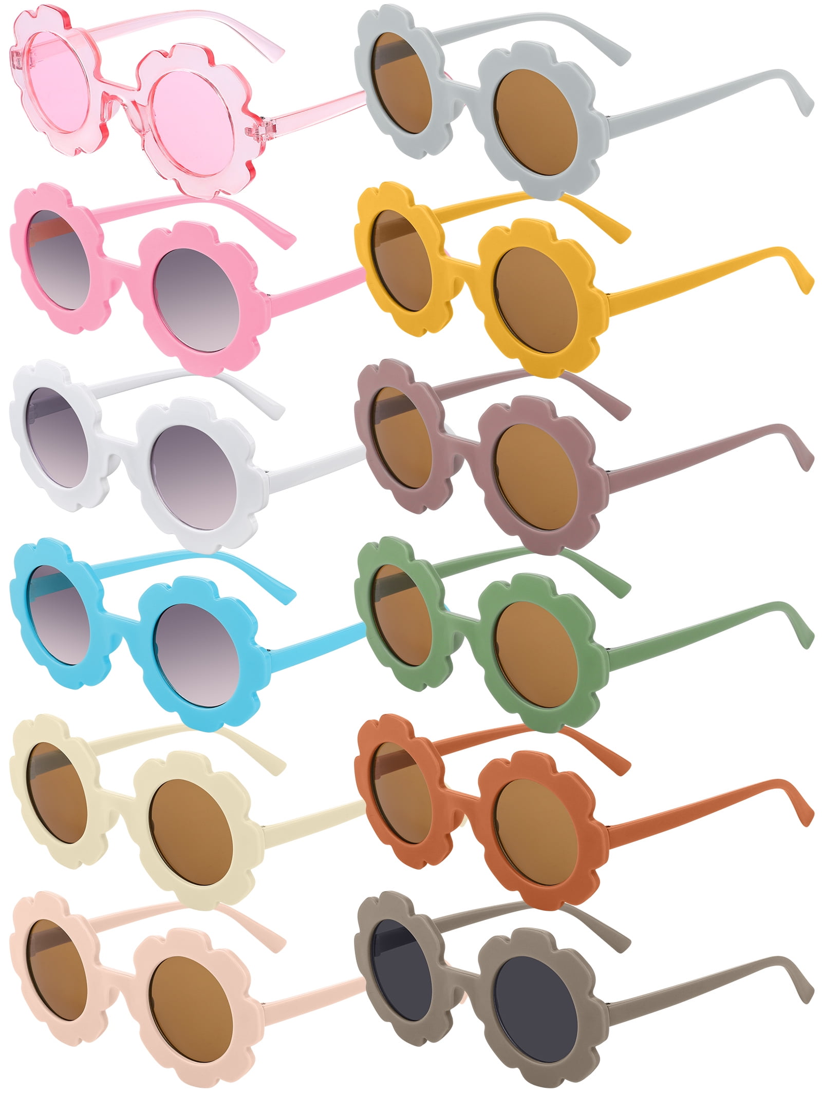 Elcoho 12 Packs Round Flower Shaped Sunglasses Kids Party Favor ...