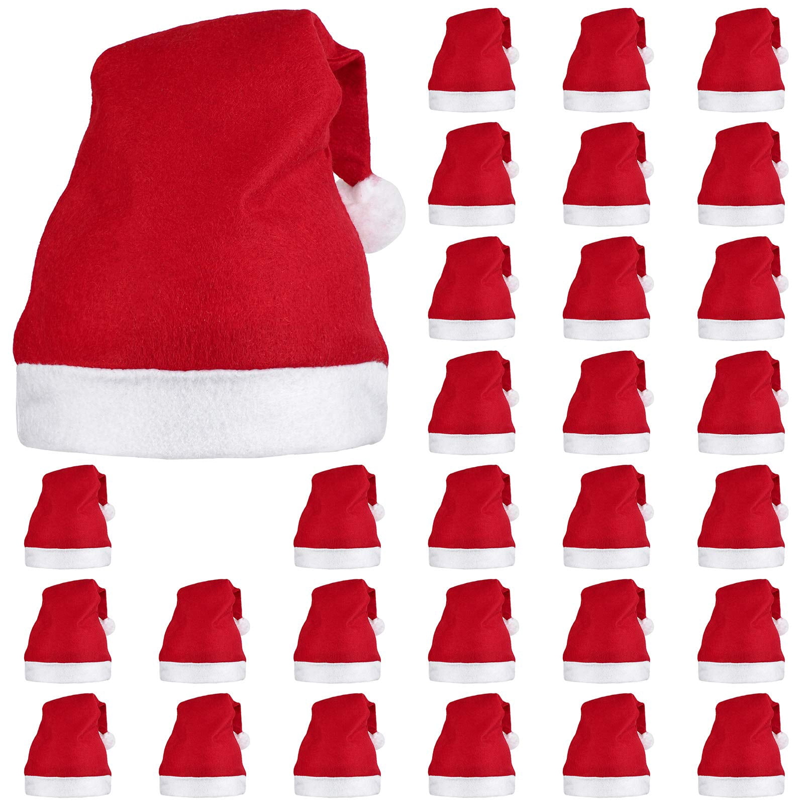 Elcoho 30 Pack Santa Sombrero Rojo Classic Plush Non-woven Christmas ...
