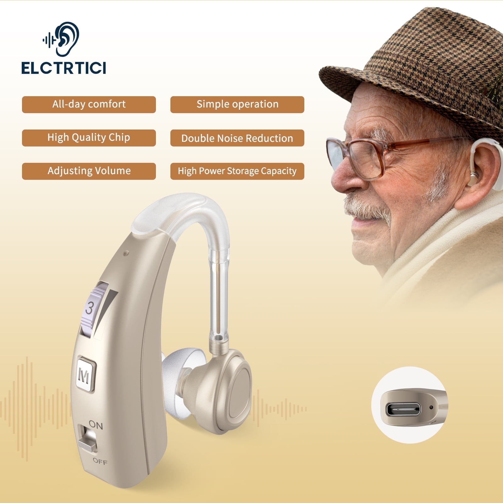 ELCTRTICI Hearing Aids for Seniors, Rechargeable Hearing Aid With Noise ...