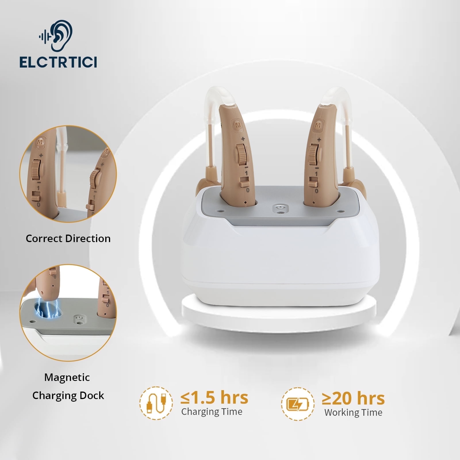 ELCTRTICI Hearing Aids for Seniors, Adjustable Volume with Slide ...