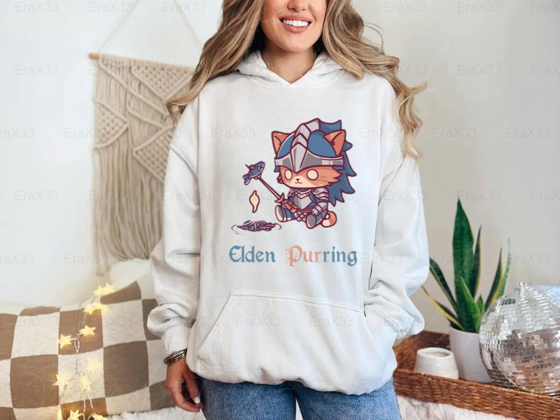 Elden Purring Hoodie with Cozy Fantasy Cat Energy, for men & women, up ...