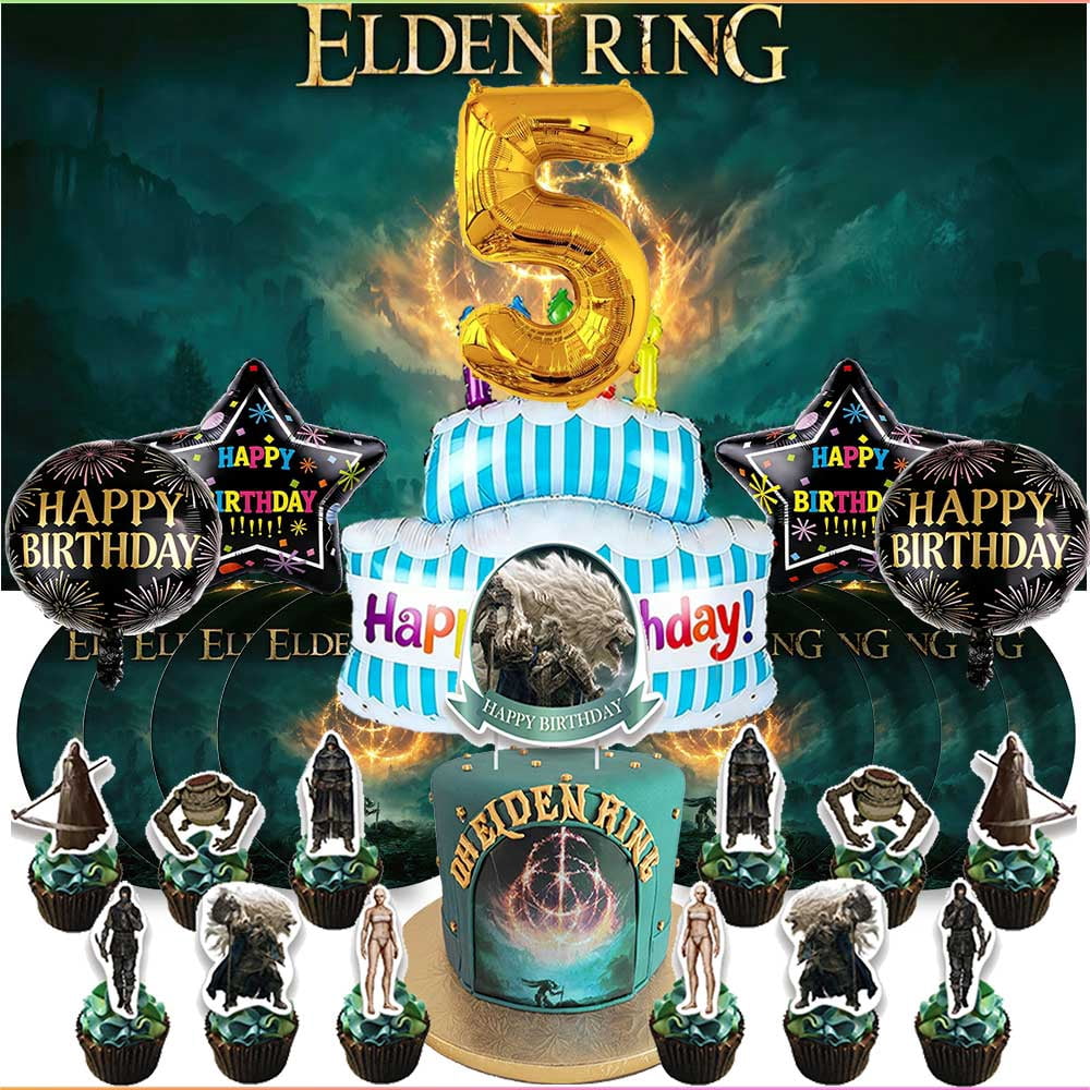 Elden Ring 5th Tableware Balloons Cake Toppers Backdrop Banner Supplies ...